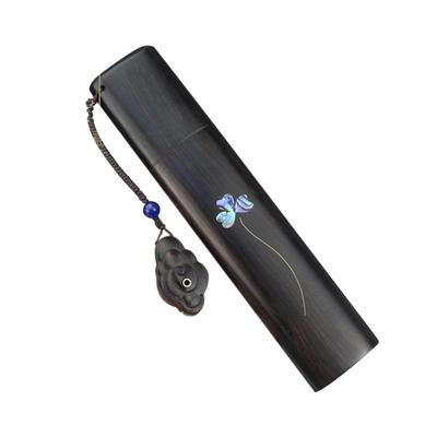 整料挖空掌中宝便携装椭圆黑檀