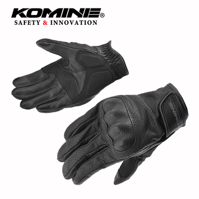 KOMINE春夏复古皮革摩托骑行手套