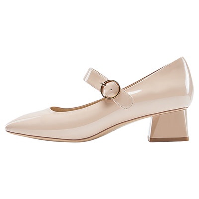 NineWest/玖熙浅口单鞋漆皮粗跟