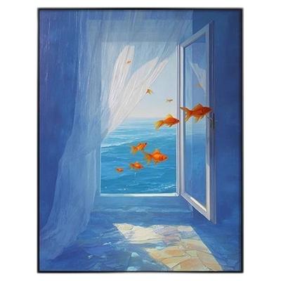 超现实主义客厅装饰画现代抽象玄关挂画小众艺术边柜摆画梦幻海洋