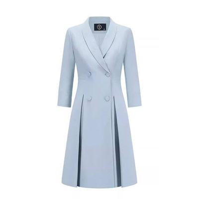 米白色主持人高端职业西装连衣裙