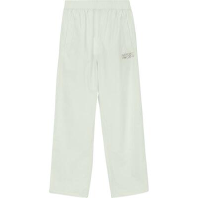 GANNI 女士印花白色格子布直筒裤