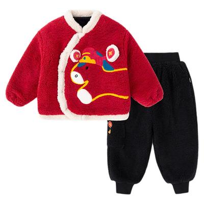 嘟嘟家儿童拜年服新年装唐装男童套装新中式女童加厚宝宝冬季衣服