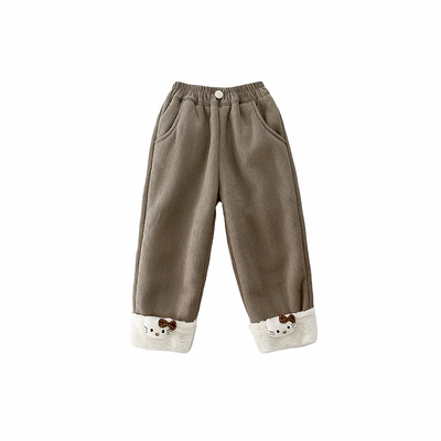 女童羊羔绒秋冬款加绒加厚直筒裤