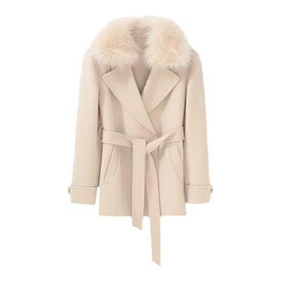 【商场同款】HPLY荷比俪冬季新款女可拆卸毛领收腰系带大衣