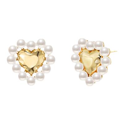 轻奢小众设计流光珍珠爱心耳钉