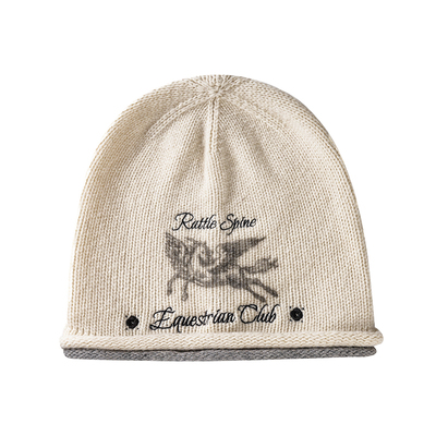 「飞马」双层卷边刺绣纯羊毛冷帽