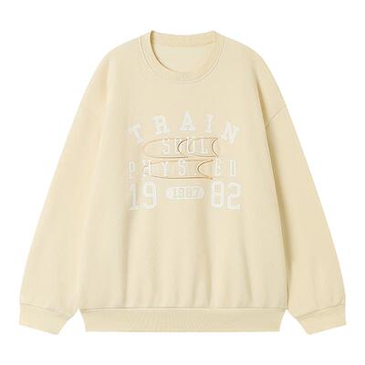 CryingCenter联名bofc 加绒毛毡TRAIN做旧复古圆领卫衣