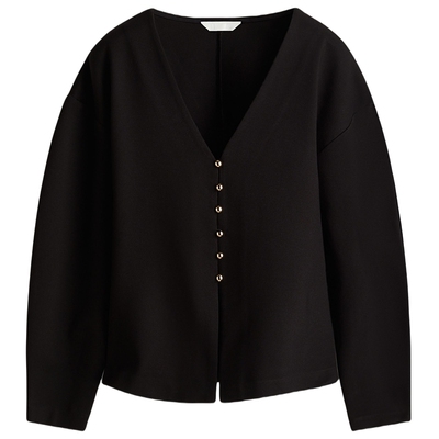 HM女装短外套春季设计感廓形外套V领收腰开衫1303363