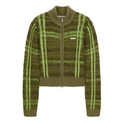 SLY 春季奶油复古彩色条纹拉链针织开衫女030HAY70-3501