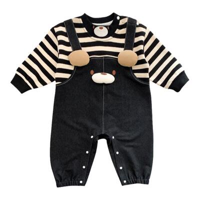 宝宝衣服春秋款超萌假两件外出服