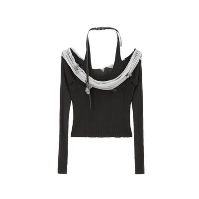 REVAN芮范设计师款优雅挂脖蝴蝶珠片毛衫RL10601179