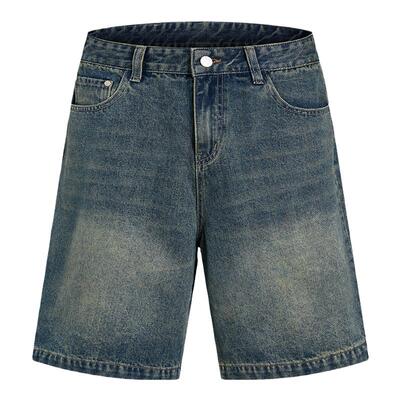 404MOB夏季刺绣水洗五分裤短裤