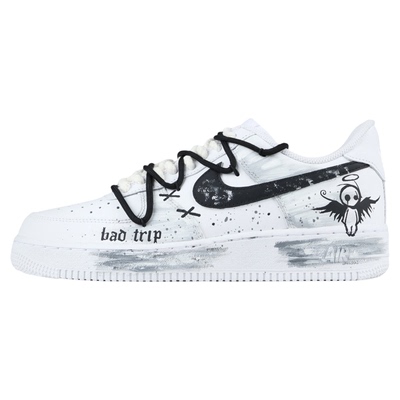 【定制球鞋】NikeAirForce1空军一号失落玩偶手绘板鞋男女黑色