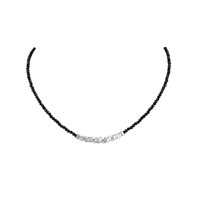 JXRX碎银子项链女黑色水晶锁骨链