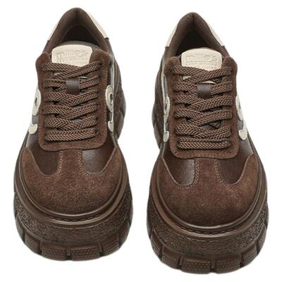 millies妙丽复古系带拼色板鞋女