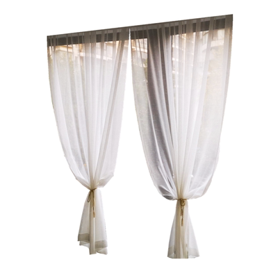 经典十字麻纱白色包邮落地窗帘