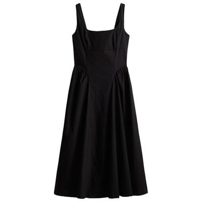 HM女装背心吊带连衣裙春季后部系带府绸连身裙1275786