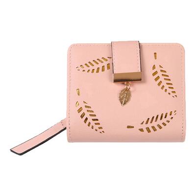 新品 厂家钱包女短款叶二折女士韩版镂空时尚潮流零钱拉链卡包