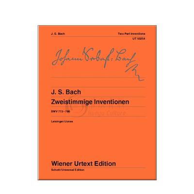 巴赫 二部创意曲 BWV772-786 钢琴独奏 带指法 维也纳 原版 乐谱书籍 Bach Two Part Inventions for piano UT50254