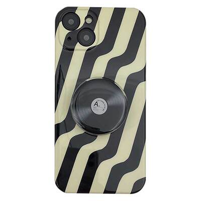 韩国小众简约条纹支架苹果手机壳