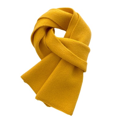 纯色针织毛线加厚围巾女学生冬季姜黄色骑车防风护颈软糯短小围脖