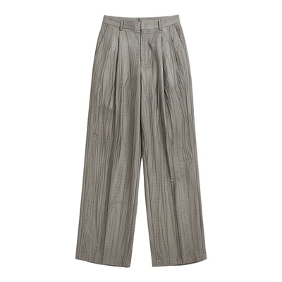 褶皱阔腿裤宽松直筒长裤