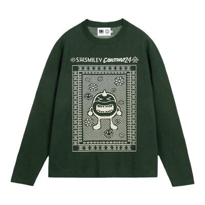 陈伟霆CANOTWAIT S.W.SMILEY联名系列食蝇仔套头毛衣百搭男女同款