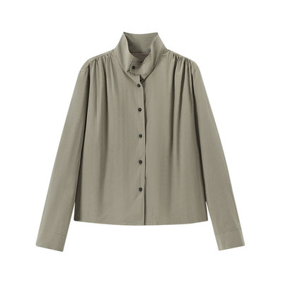 SETTE SEVEN·法式立领衬衫2025秋季新款宽松设计感气质开衫上衣