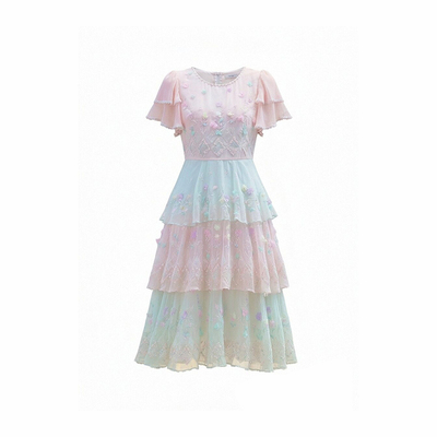 MarieElie重工钉珠连衣裙