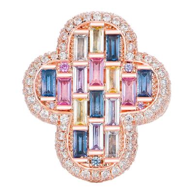 APORRO玫瑰花窗十字哥特戒指