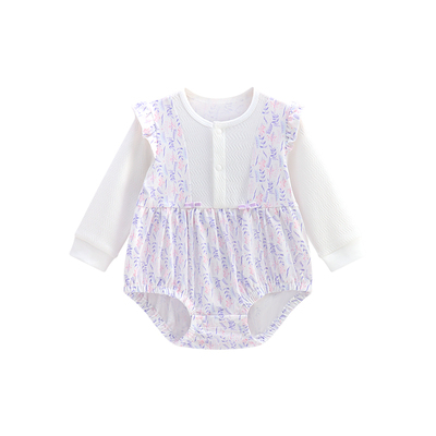 象比家族春夏女宝宝碎花飞袖哈衣