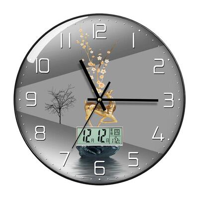 钟表挂钟客厅带日历家用时尚简约现代表挂墙2026新款静音时钟轻奢