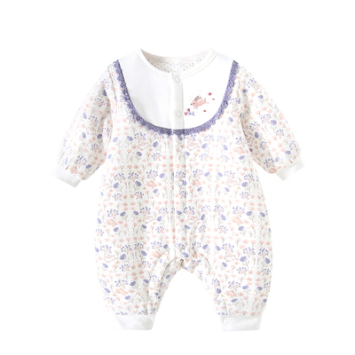 柠檬爬爬婴儿冬季夹棉保暖哈衣