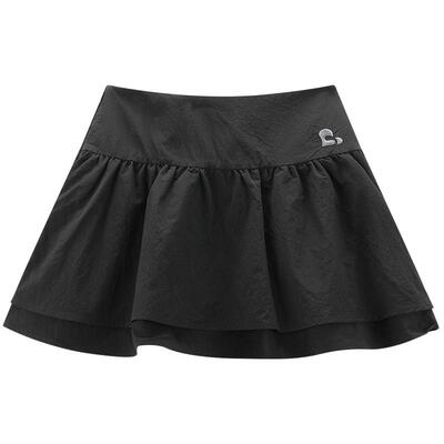 【商场同款】乐町不规则双层摆短裙夏季新款黑色半身裙C2GEF2150