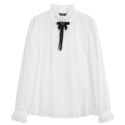 长袖花边领NEELLY白衬衫法式