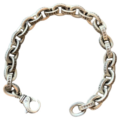 tiny泰银十字架绿钻做旧字母手链