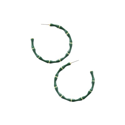 ins耳环热牌珐琅彩竹节造型圈圈