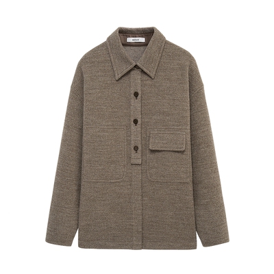 MESUX米岫25冬迪木尔风简约羊毛舒适翻领休闲衬衫外套MNWUC405