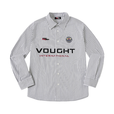 【黑袍纠察队官方联名】WHOOSIS 印花条纹长袖衬衫休闲简约百搭男