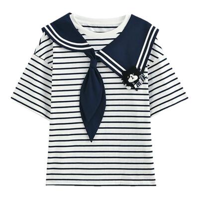 森女部落jk学院风减龄水手服可爱少女海军领T恤女上衣裙子套装夏
