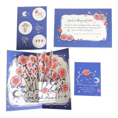 立体玫瑰贺卡ins高颜值复古3D