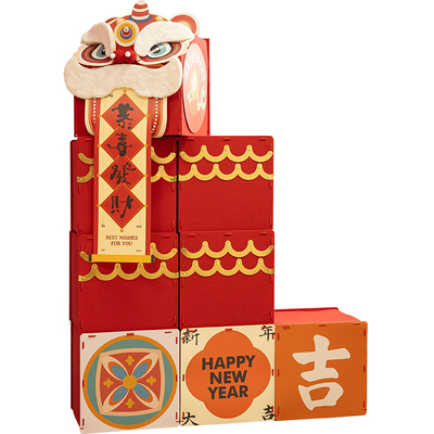 2026新年装饰品灯树醒狮堆头摆件