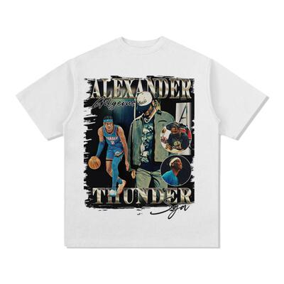 亚历山大美式复古印花水洗短袖潮