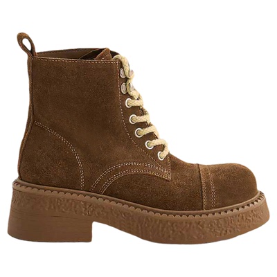 UDV厚底复古马丁靴女2026春季新款真皮机车靴时尚百搭短靴子拉风