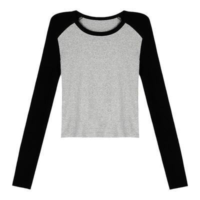 百搭内搭打底衫撞色拼接长袖t恤