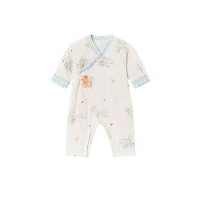 【商场同款】英氏婴儿连体衣春秋夹棉长袖竹新款宝宝衣服哈衣