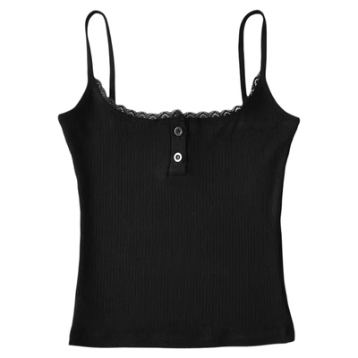 Lovedeath黑色蕾丝花边内搭上衣