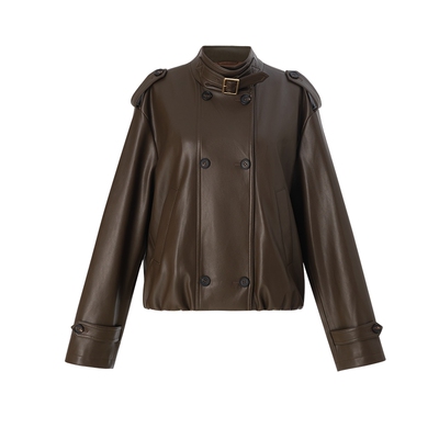 歌莉娅春季人造毛皮风衣短夹克女