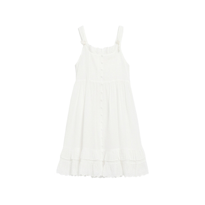 法式白色吊带连衣裙蕾丝拼接短裙